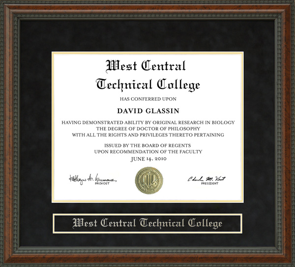 West Central Technical College (WCTC) Diploma Frame by Wordyisms