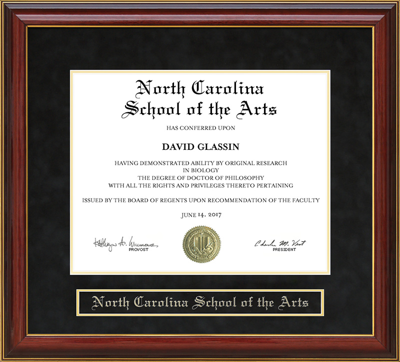 North Carolina School of the Arts (NCSA) Mahogany Diploma Frame by ...